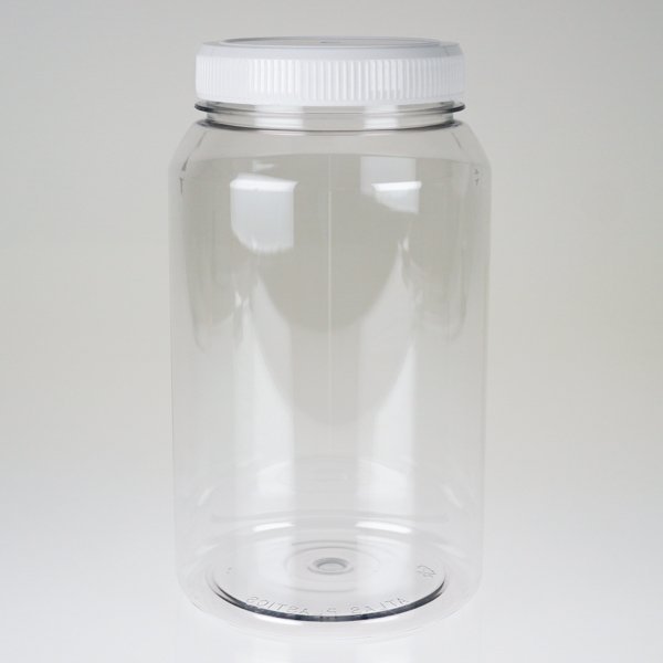 2 Litre Round PET Plastic Jar with 95mm White Wadded Screw Cap